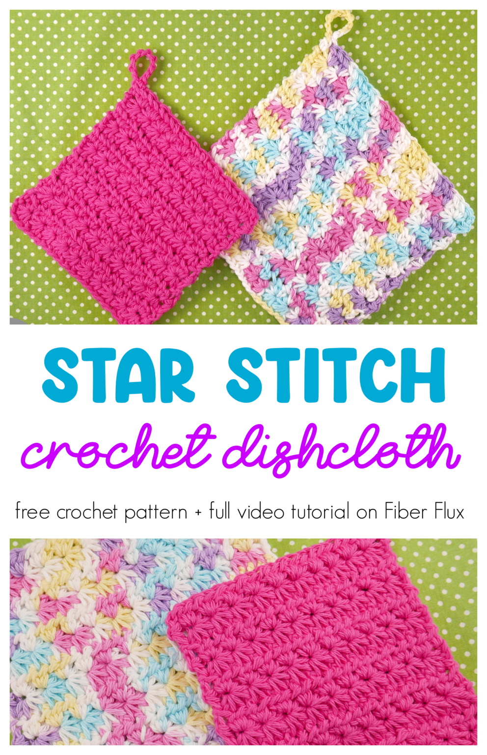 Star Stitch Crochet Dishcloth Free Pattern Video Tutorial