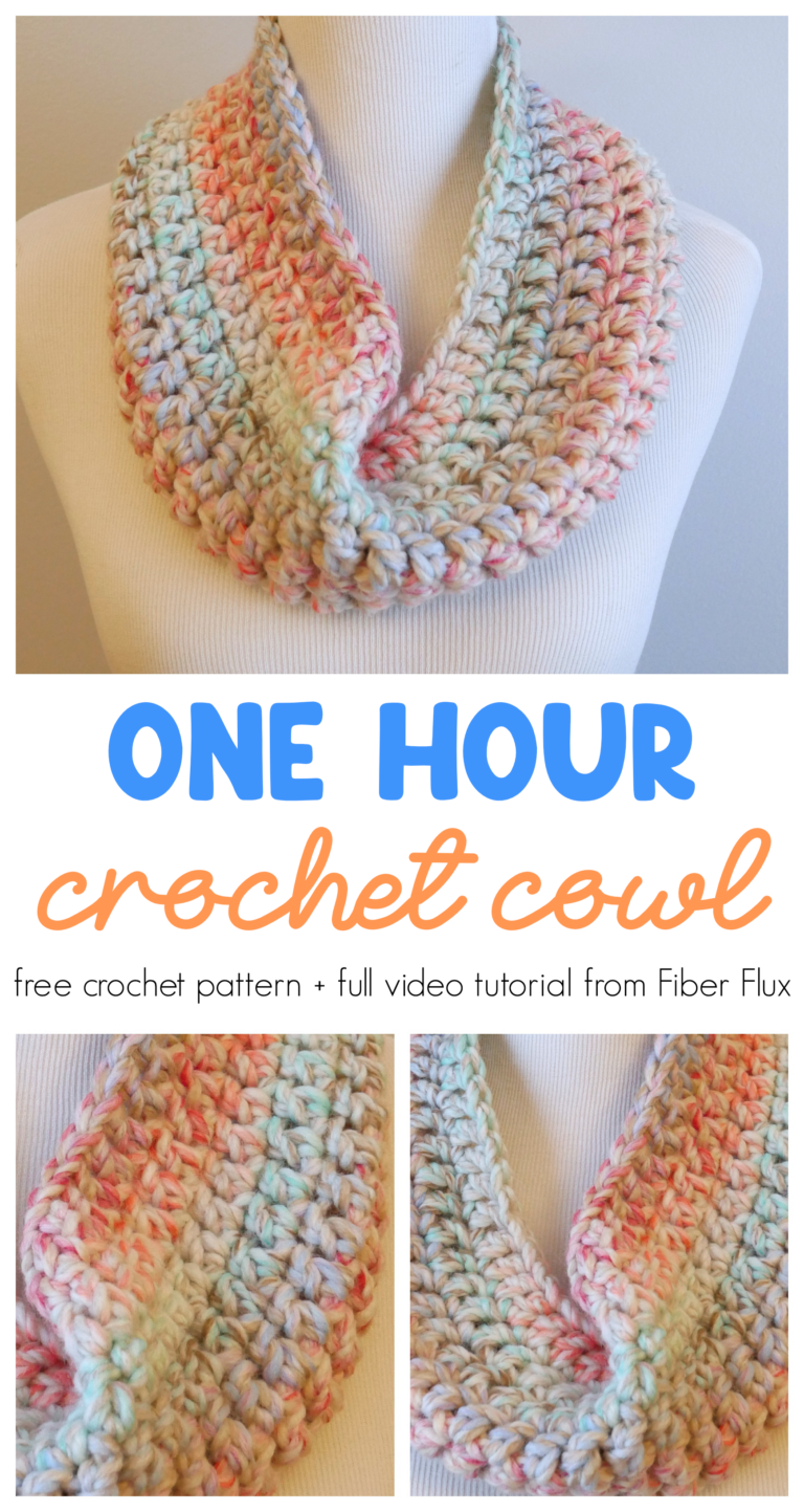 One Hour Crochet Cowl, Free Pattern + Full Video Tutorial ...