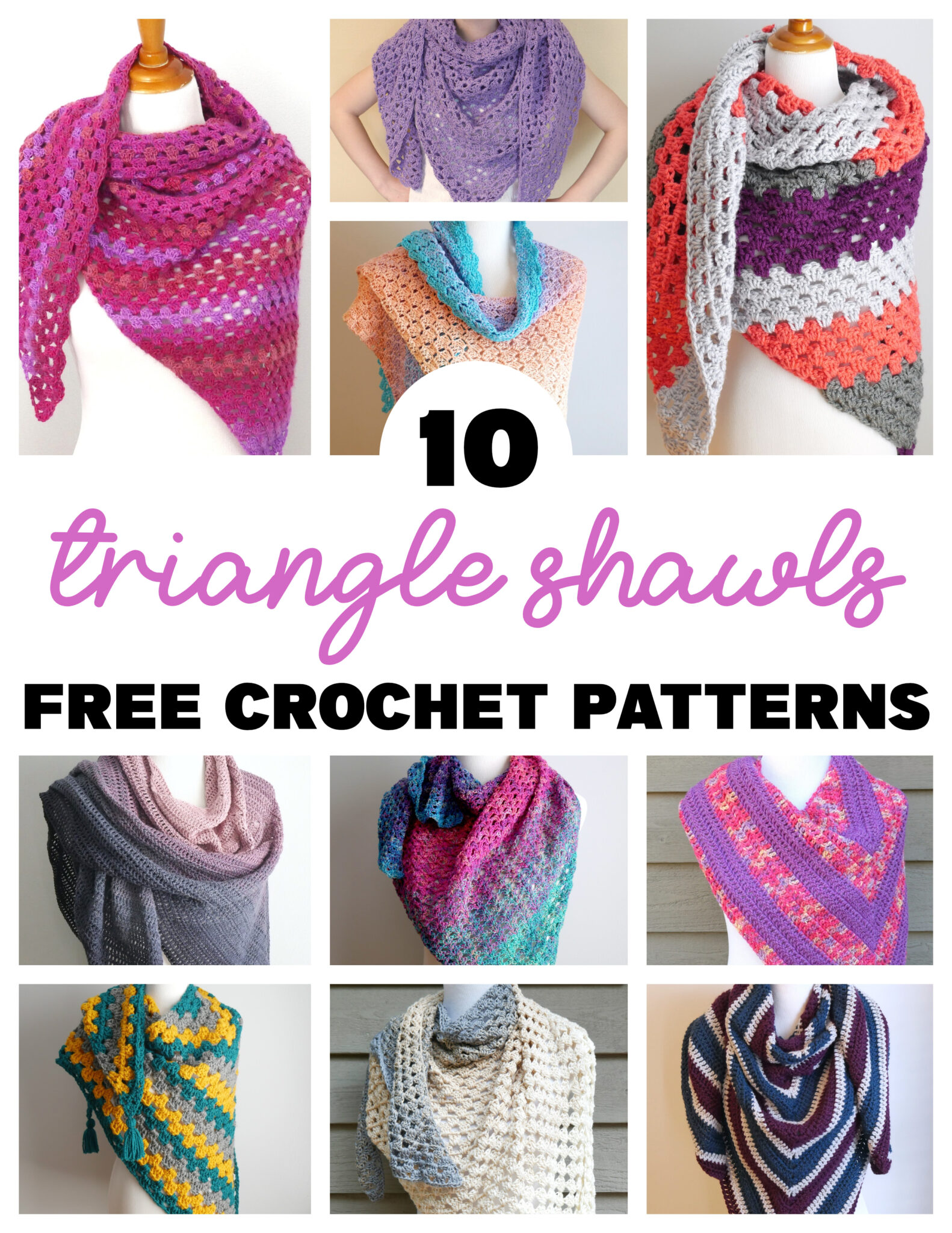 Crochet Triangle Shawls, 10 Patterns + Video Tutorials - fiberfluxblog.com