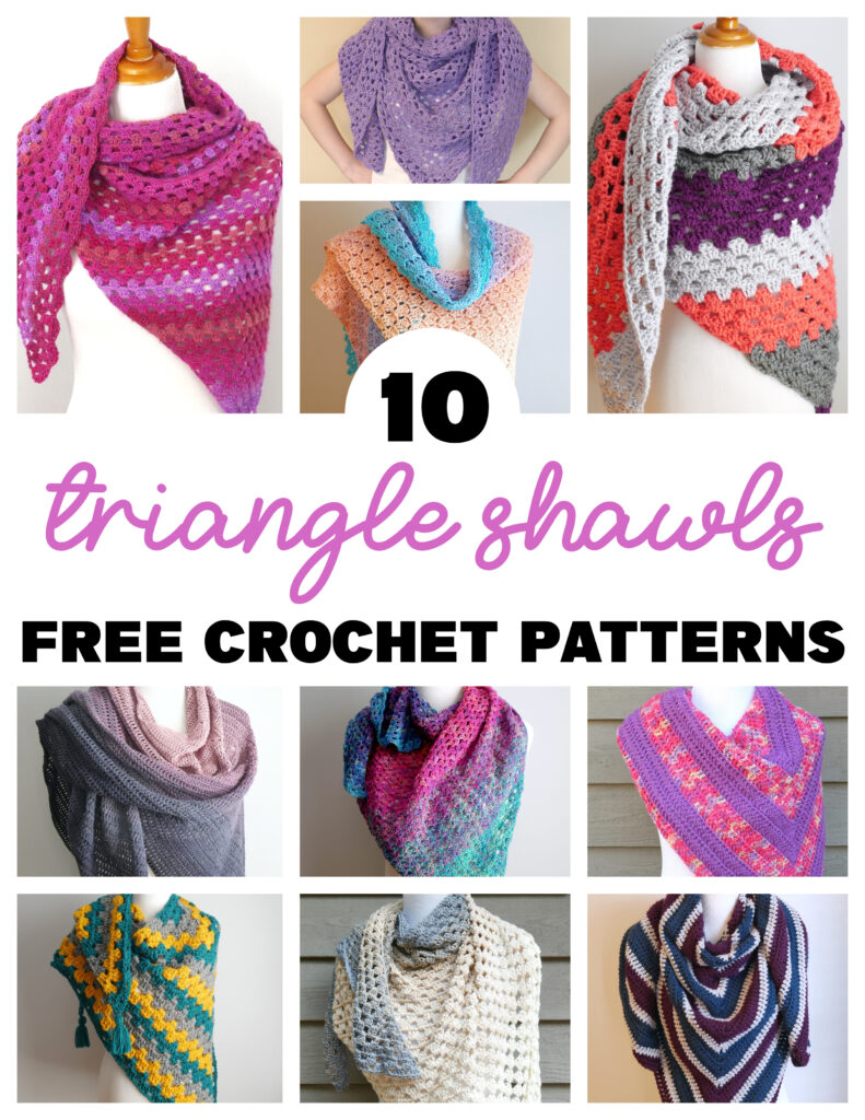 Crochet Triangle Shawls, 10 Patterns + Video Tutorials - fiberfluxblog.com