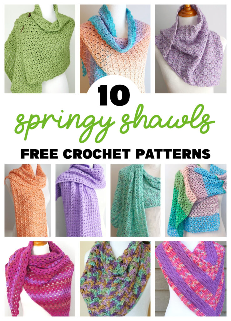 Springy Crochet Shawls, 10 Patterns + Video Tutorials - fiberfluxblog.com