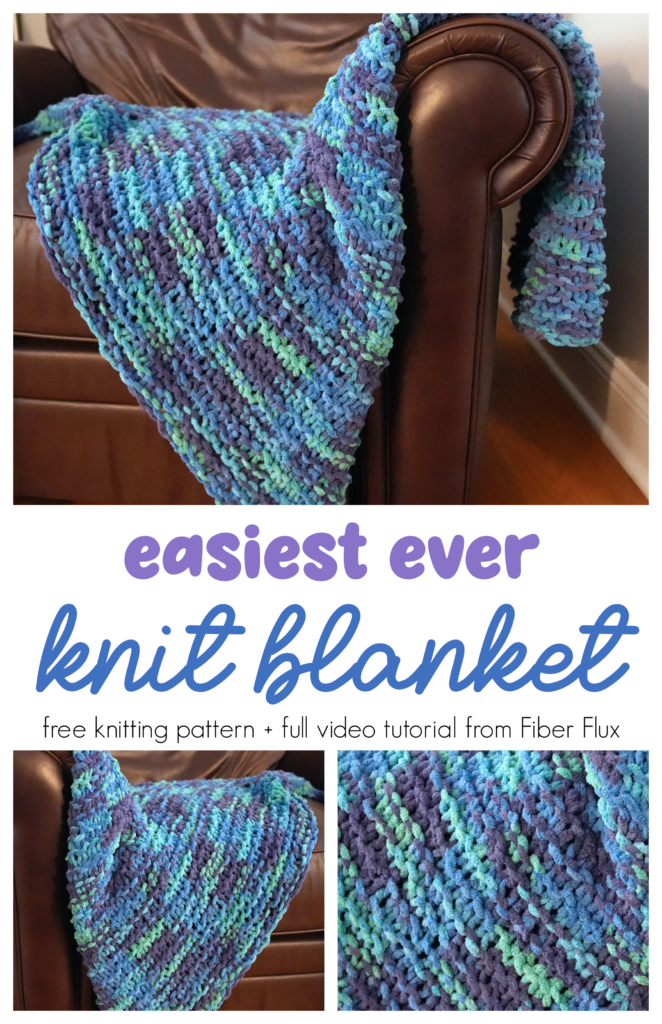Easiest Ever Knit Blanket, Pattern + Video Tutorial - fiberfluxblog.com