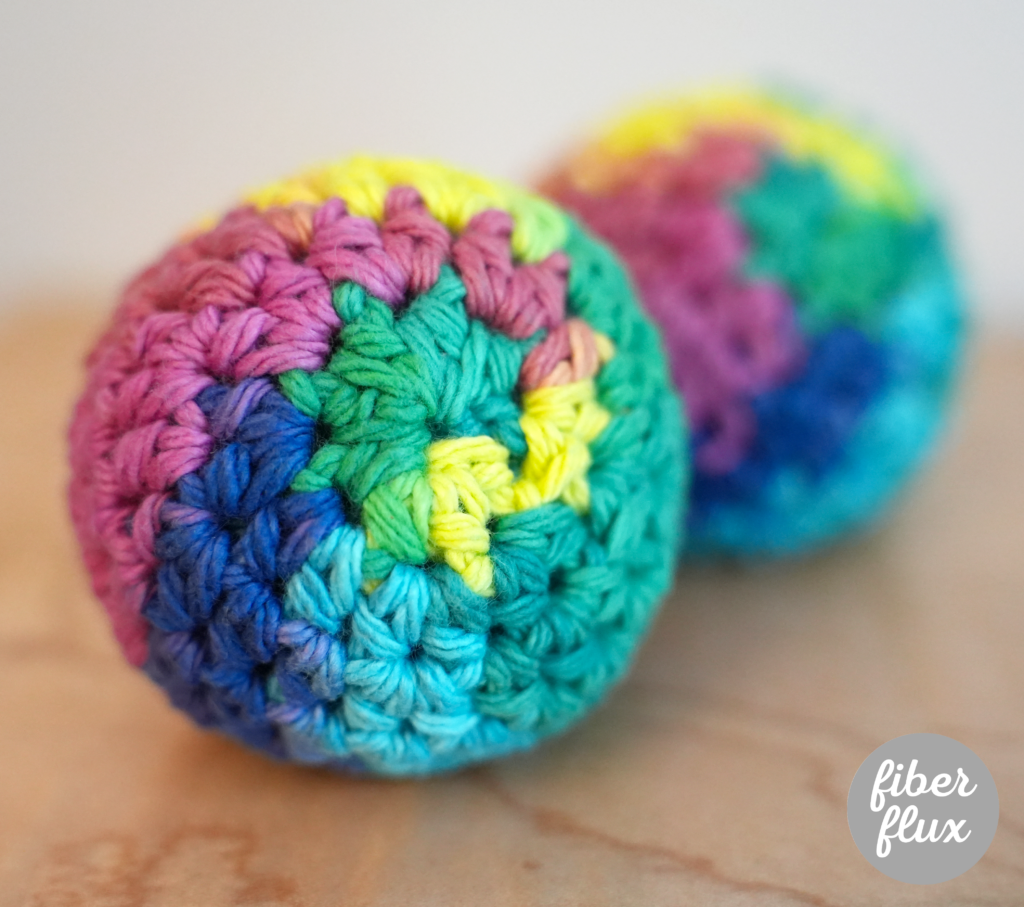 Easy Crochet Hacky Sack, Free Pattern + Video Tutorial - fiberfluxblog.com