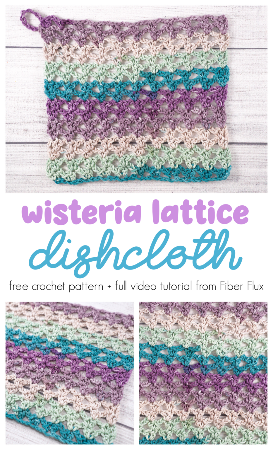 Wisteria Lattice Crochet Dishcloth, Free Pattern + Video Tutorial ...